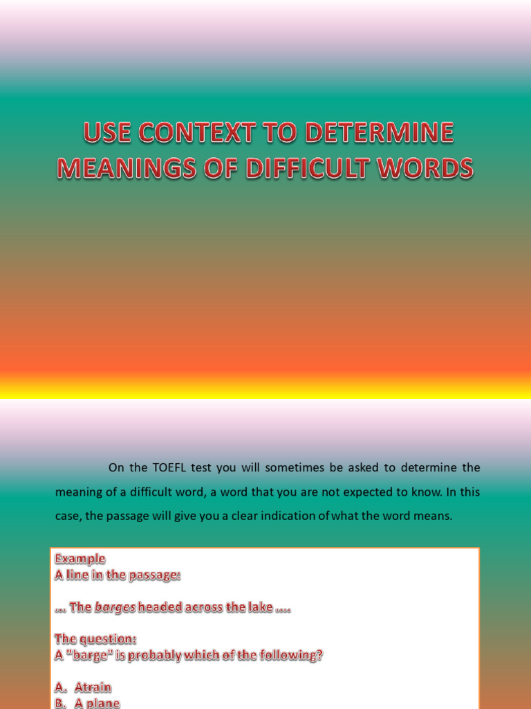 TOEFL Vocabulary Context Clues Guide | PDF