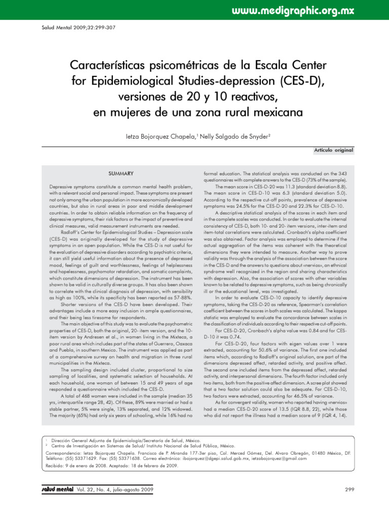 CES-D España | PDF | Major Depressive Disorder | Mental Disorder
