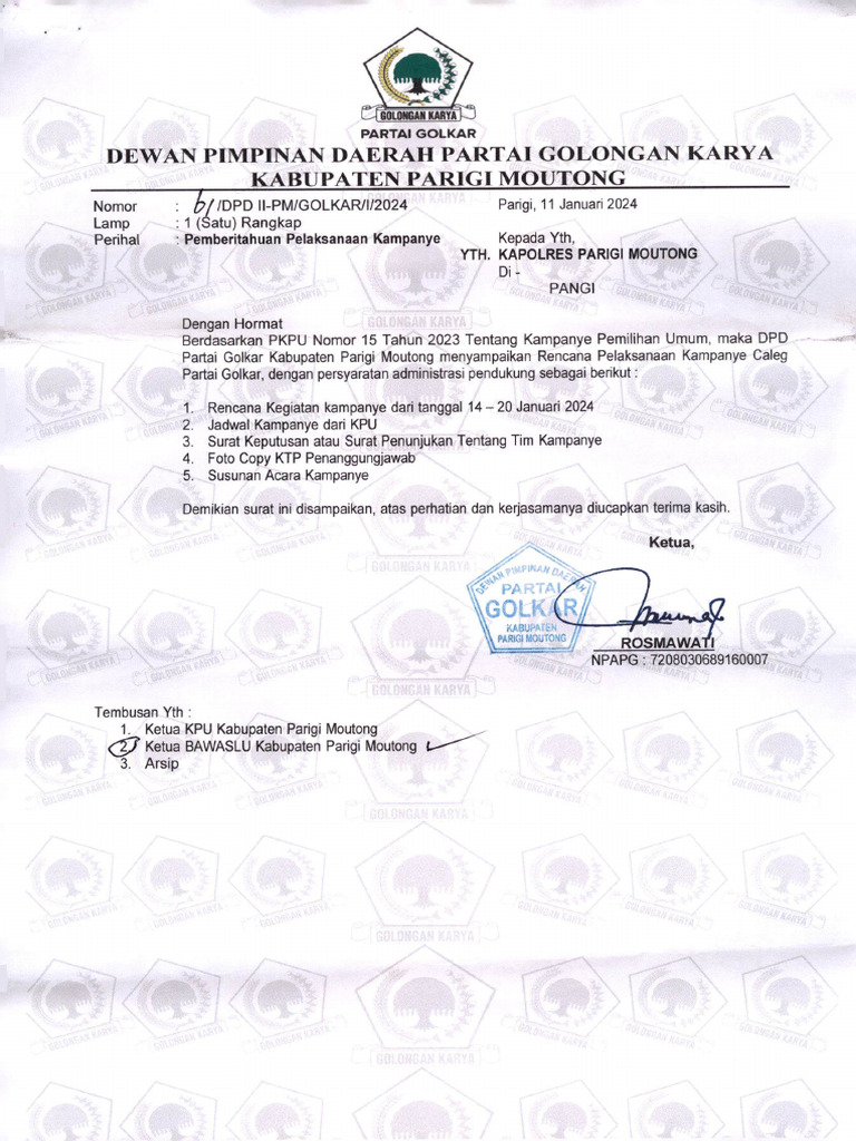 Pemberitahuan Kegiatan Kampanye Partai Golkar | PDF Pemberitahuan Kegiatan Kampanye Partai Golkar | PDF