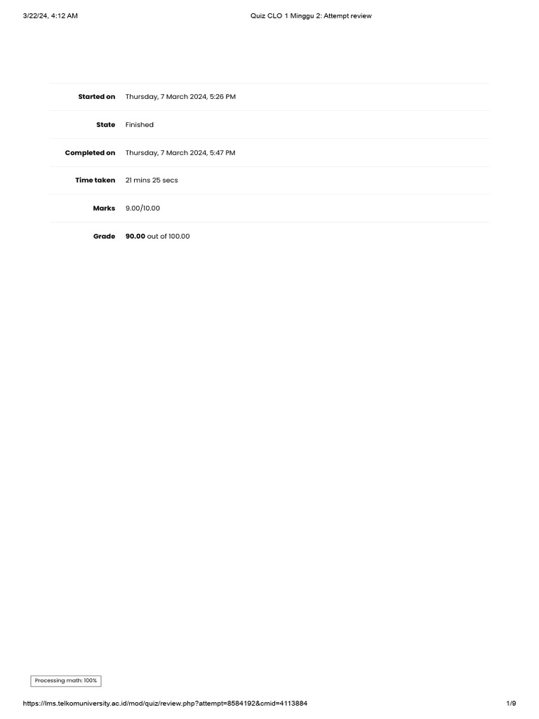Quiz CLO 1 Minggu Attempt2 | PDF