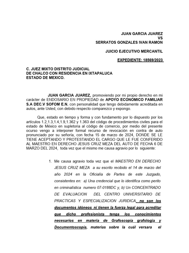 Revocacion de Perito | Descargar gratis PDF | Testigo experto | Experto