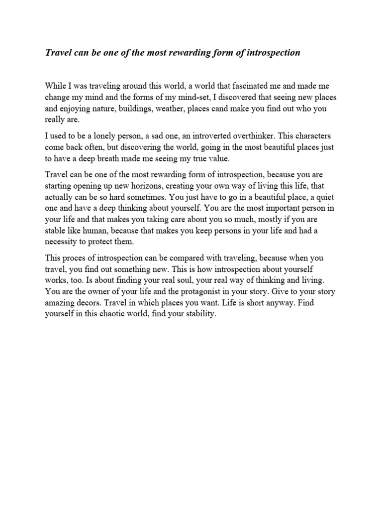 Travel - Form of Introspection | PDF | Philosophy