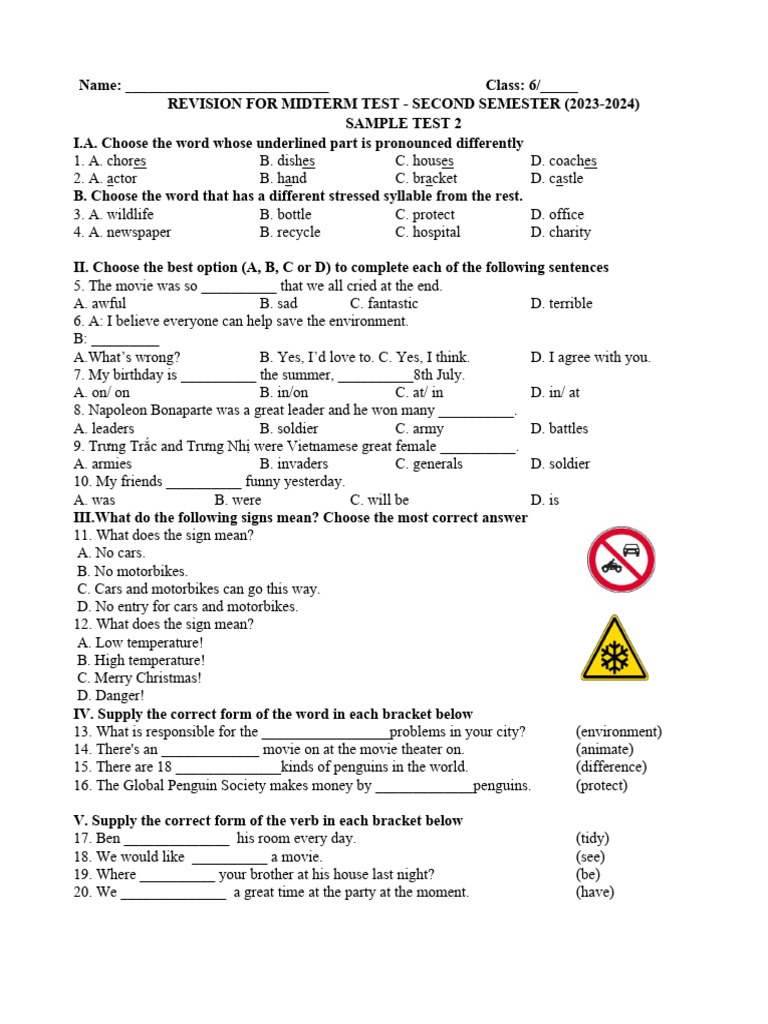 G6-GKII- Đề 2 (2023-2024) -FILE HS | PDF | Games & Activities