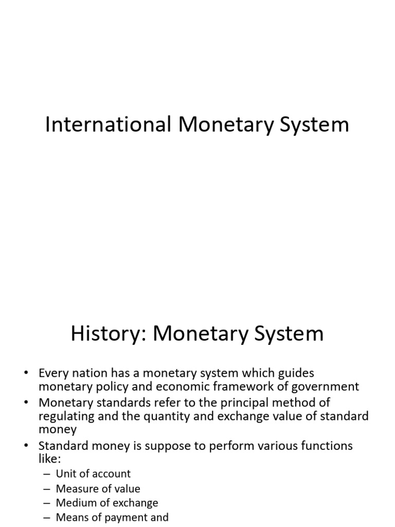 International Monetary System | PDF | Gold Standard | Money