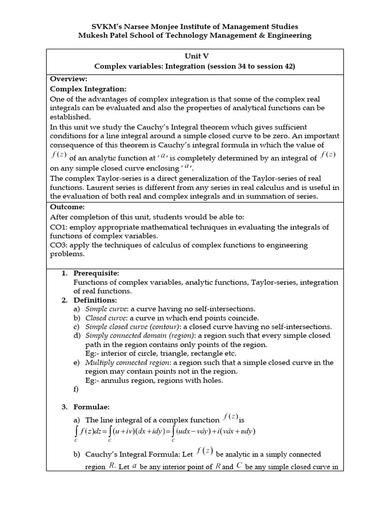 Unit 2 - Complex Integration - Sessionwise Problems-Revised | PDF | Integral | Complex Analysis