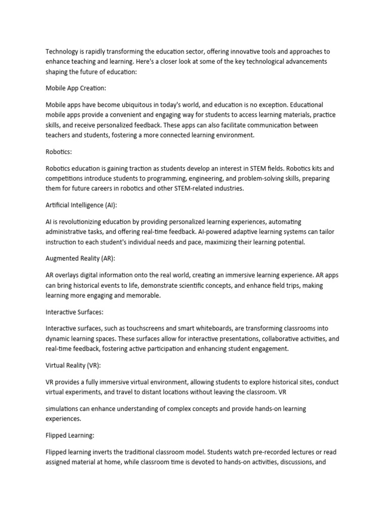 The Future of Tech in Edu. | PDF | Learning | Augmented Reality