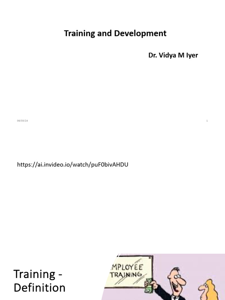 Training and Development: Dr. Vidya M Iyer | PDF