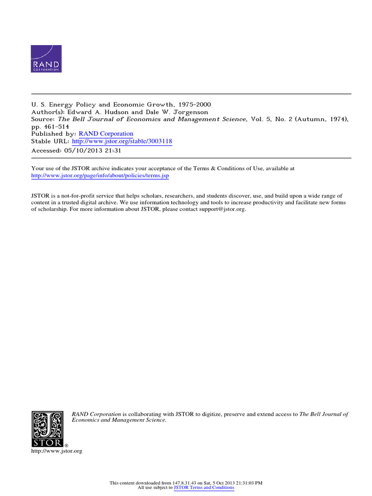 Hudson 1974 | PDF | Input–Output Model | Economics