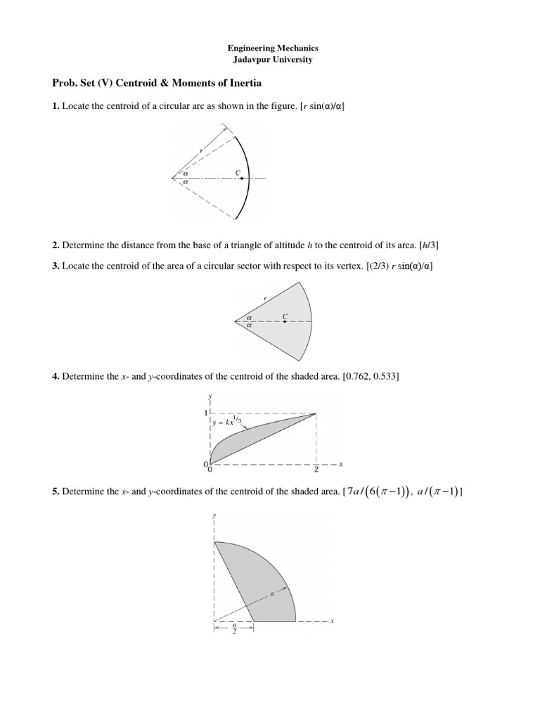 Centroid and Moment of Inertia Problems | PDF | Area | Cartesian ...