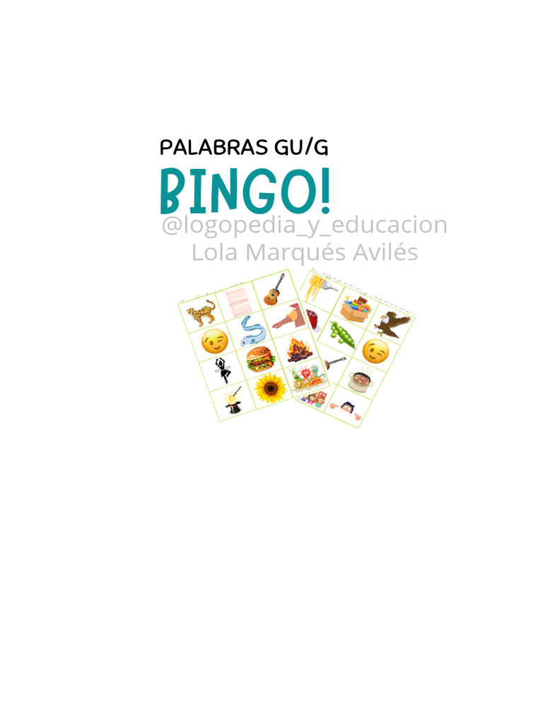 Bingo de palabras con G | PDF | Cocina, comidas y vino | Estilo de vida