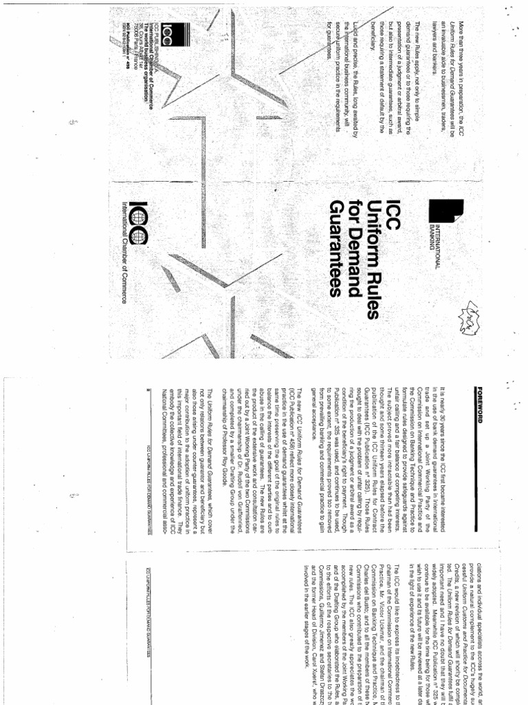 ICC Uniform Rules For Demand Guarantees 458 | PDF