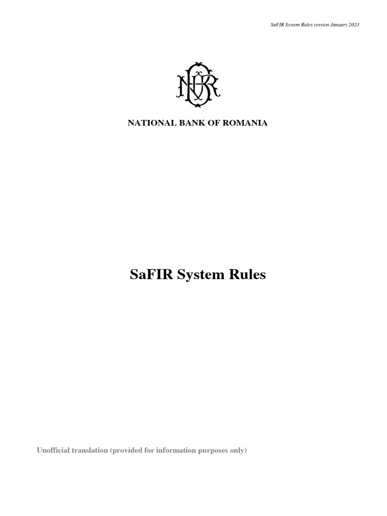 SaFIR System Rules 2023 | PDF | Securities (Finance) | Repurchase Agreement