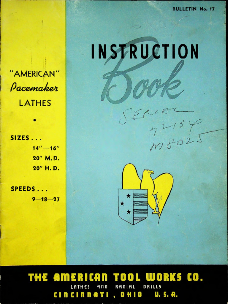American Pacemaker Lathes - Instruction Book | PDF | Screw | Clutch