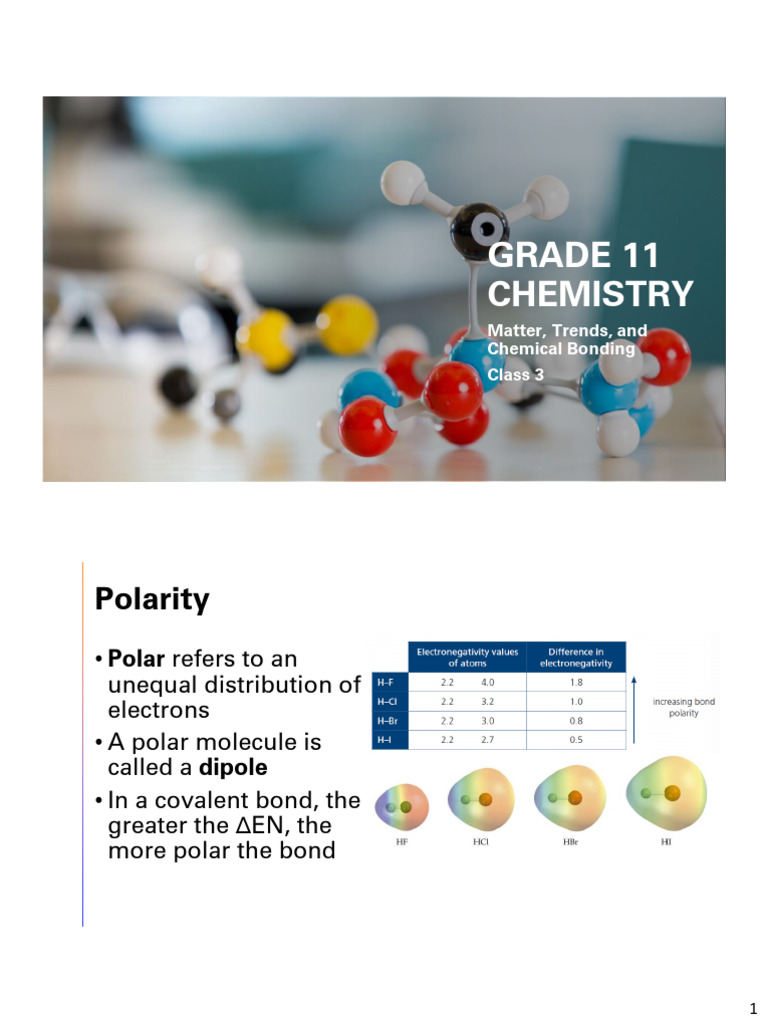 Class03 Chemistry G11 Notes | PDF | Chemical Bond | Chemical Polarity