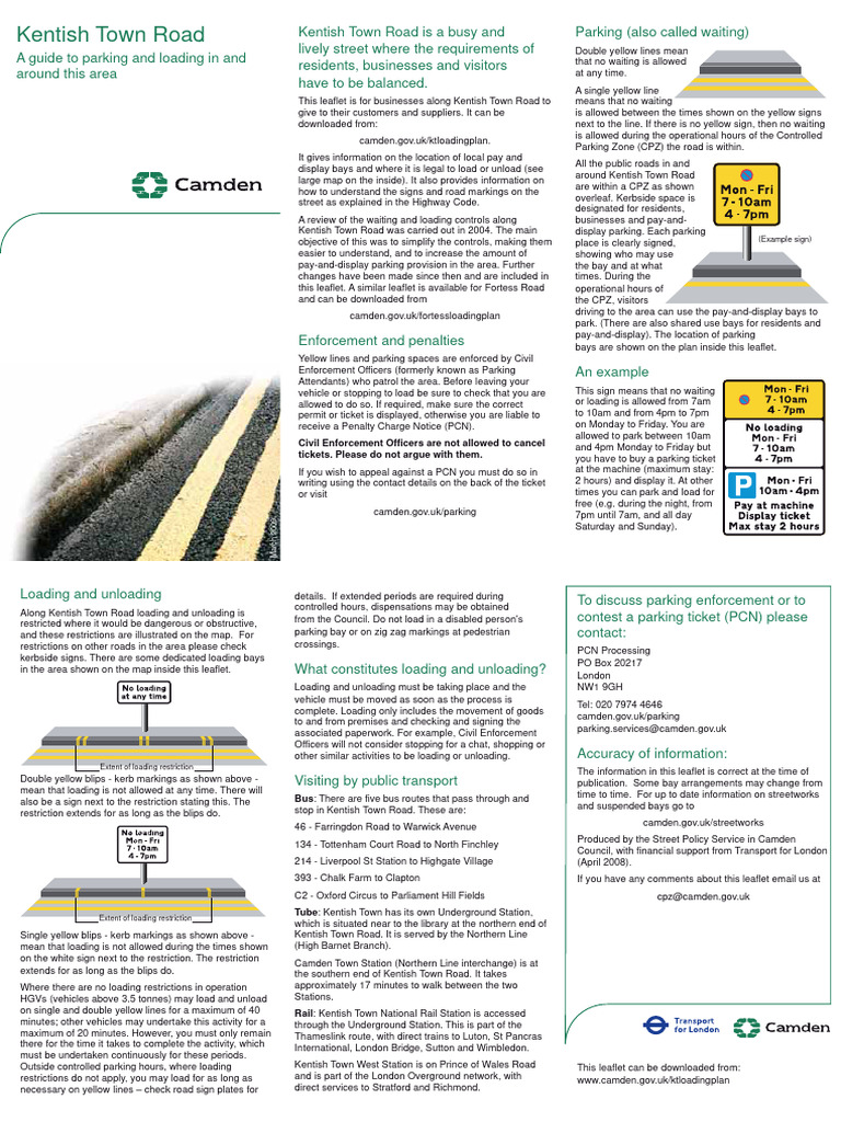 Kentish Town Parking leaflet | PDF | Parking | Transport Infrastructure