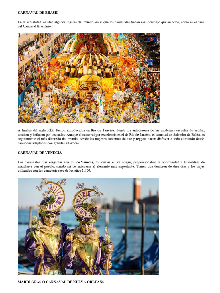 CARNAVAL en El Mundo | PDF | Carnaval | Desfile