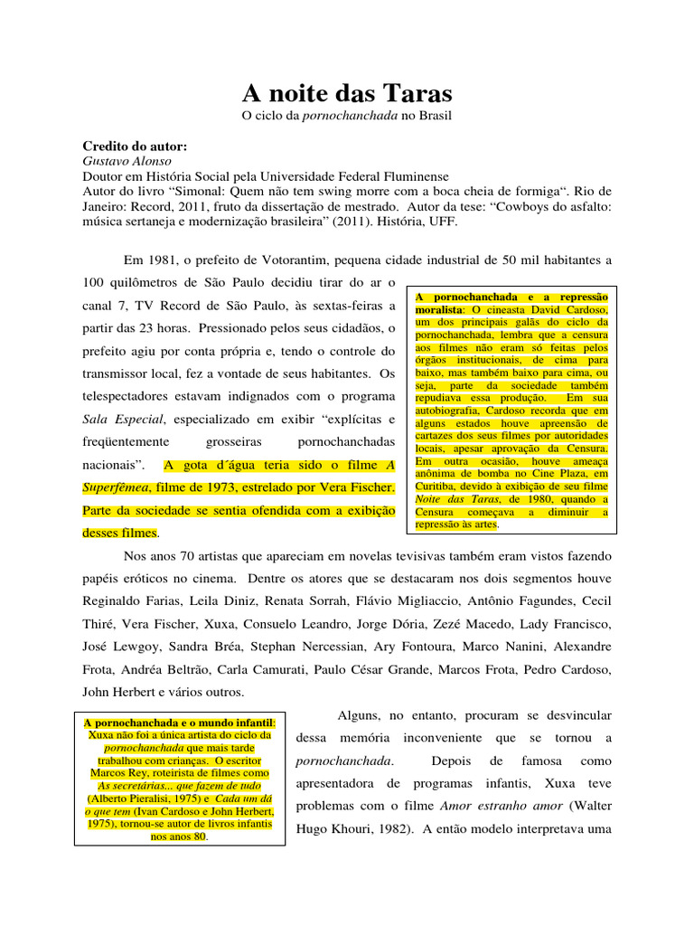 A_noite_das_Taras_O_ciclo_da_pornochanch | PDF | Brasil | Nudez