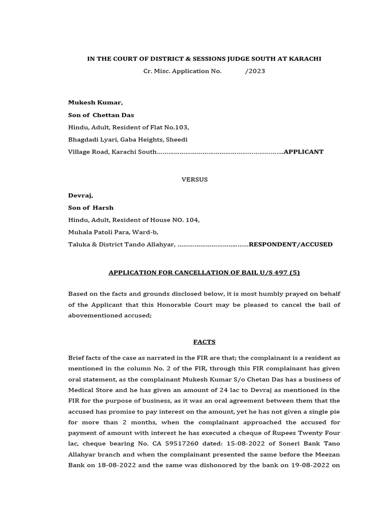 Cancellation of Bail Mukesh | PDF | Bail | Criminal Procedure In South Africa