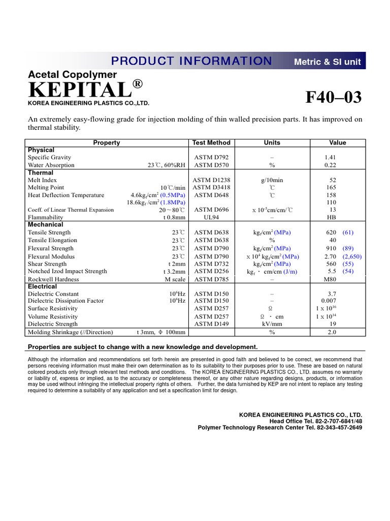 Pom Kepital F40 03 | PDF | Polymer Chemistry | Materials