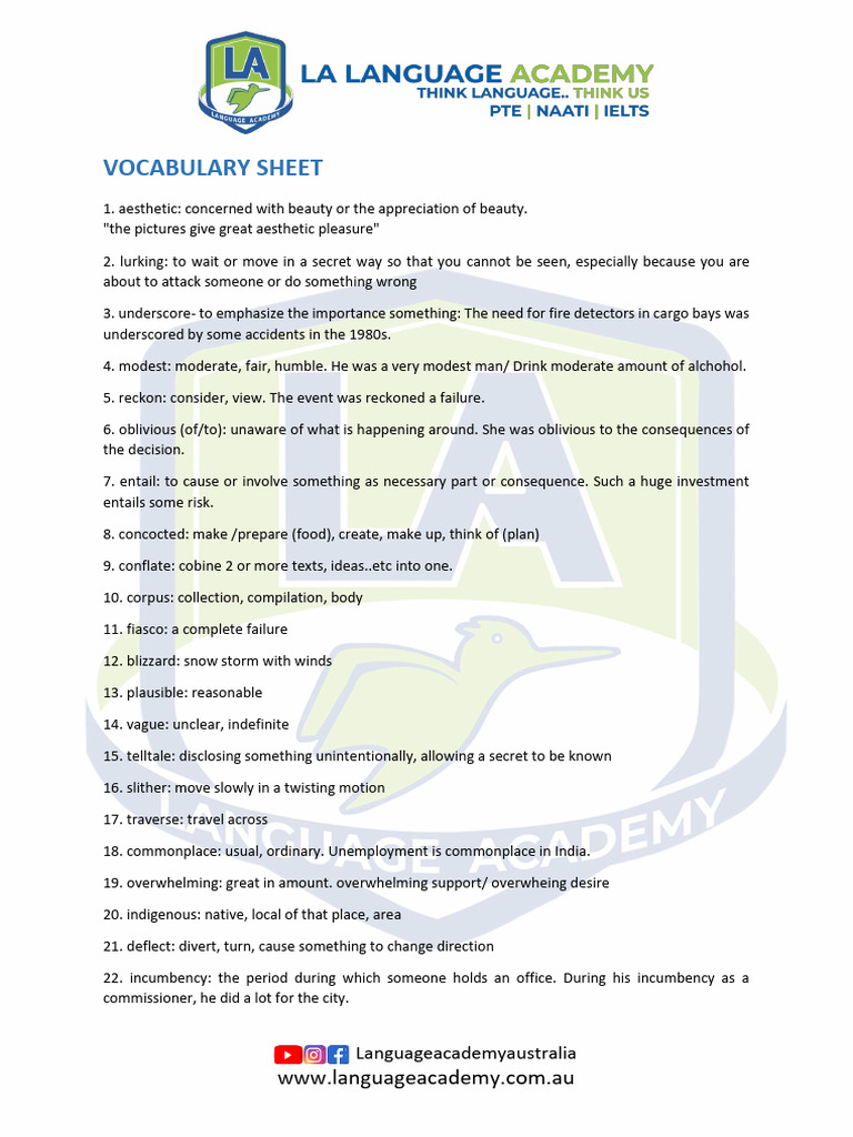 Vocabulary Words for 8th Graders | PDF