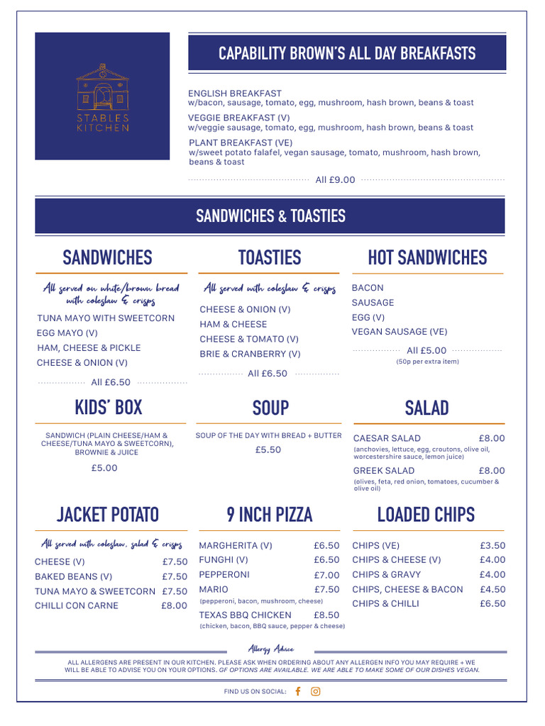 Stables Kitchen - Main Menu 2 | PDF | Scone | Potato Chip