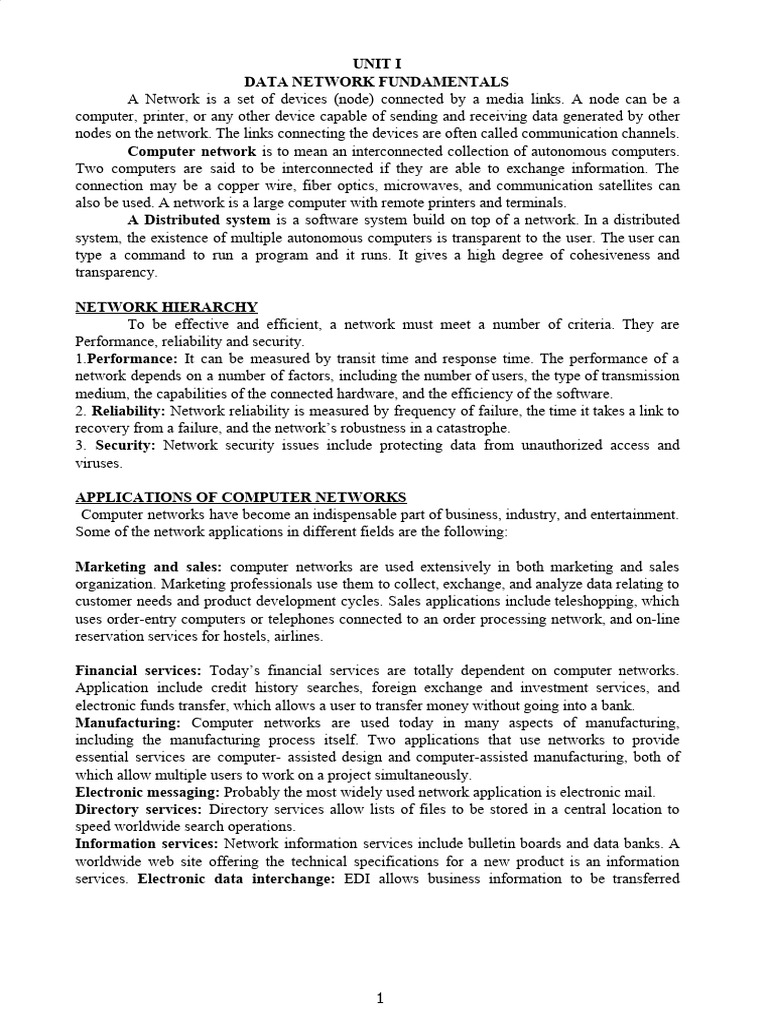 Ids Unit 1 Pdf Osi Model Network Topology