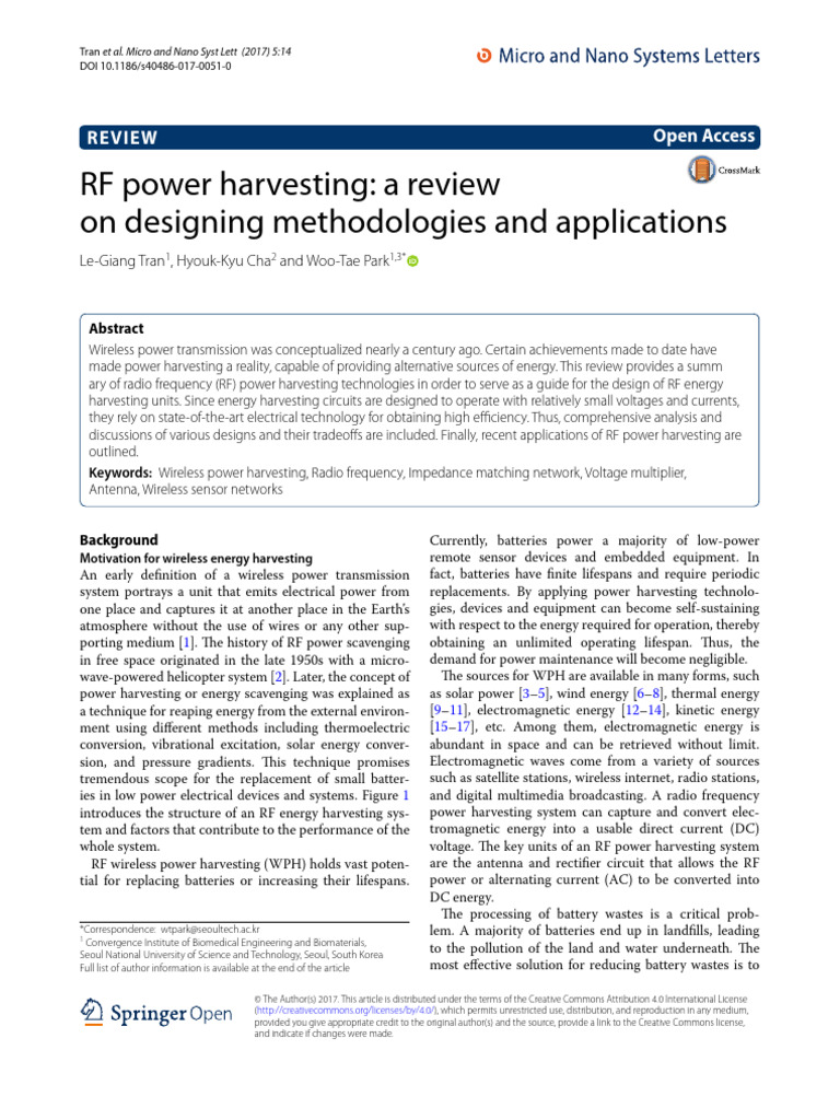 RF Power Harvesting: A Review On Designing Methodologies and ...