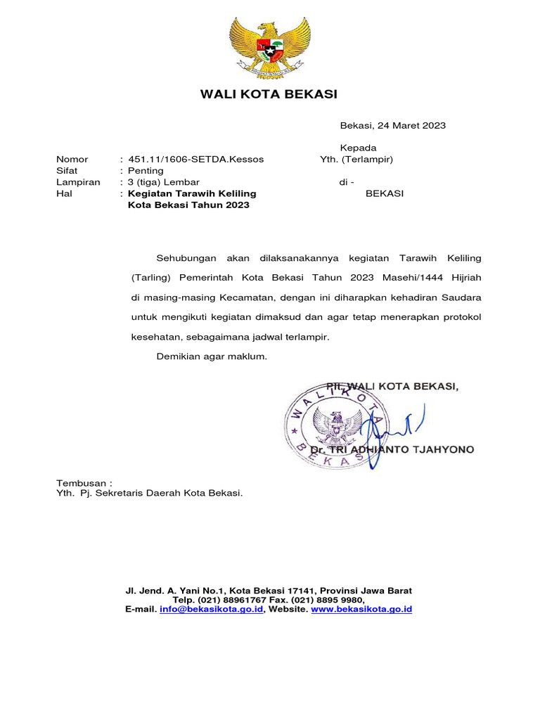 SURAT KEGIATAN TARLING LENGKAP 2023 - Terlampir | PDF