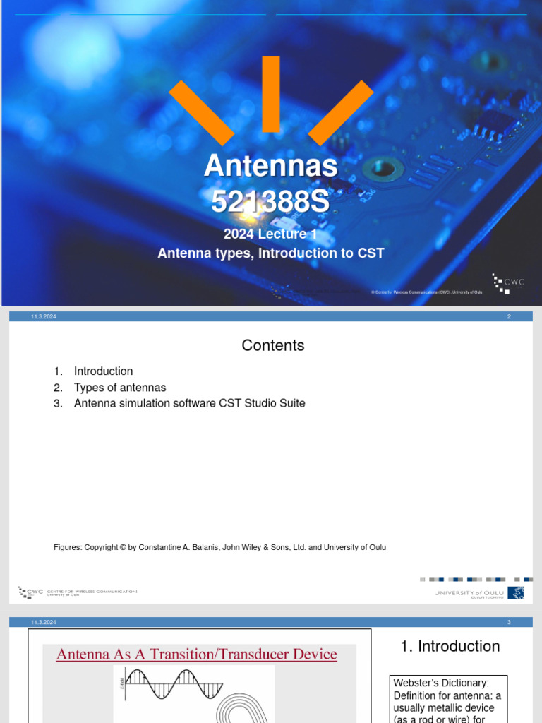 Antennas Lecture 1 2024 | PDF | Antenna (Radio) | Transmission Line