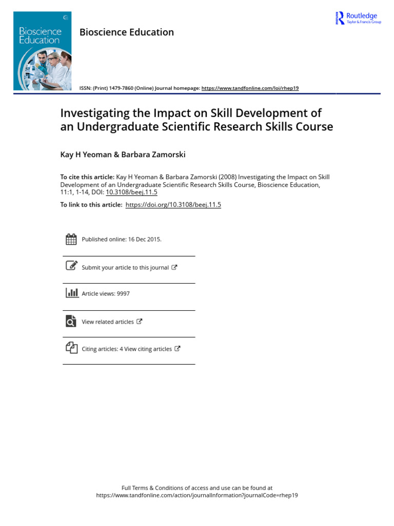 Investigating The Impact On Skill Development of An Undergraduate ...