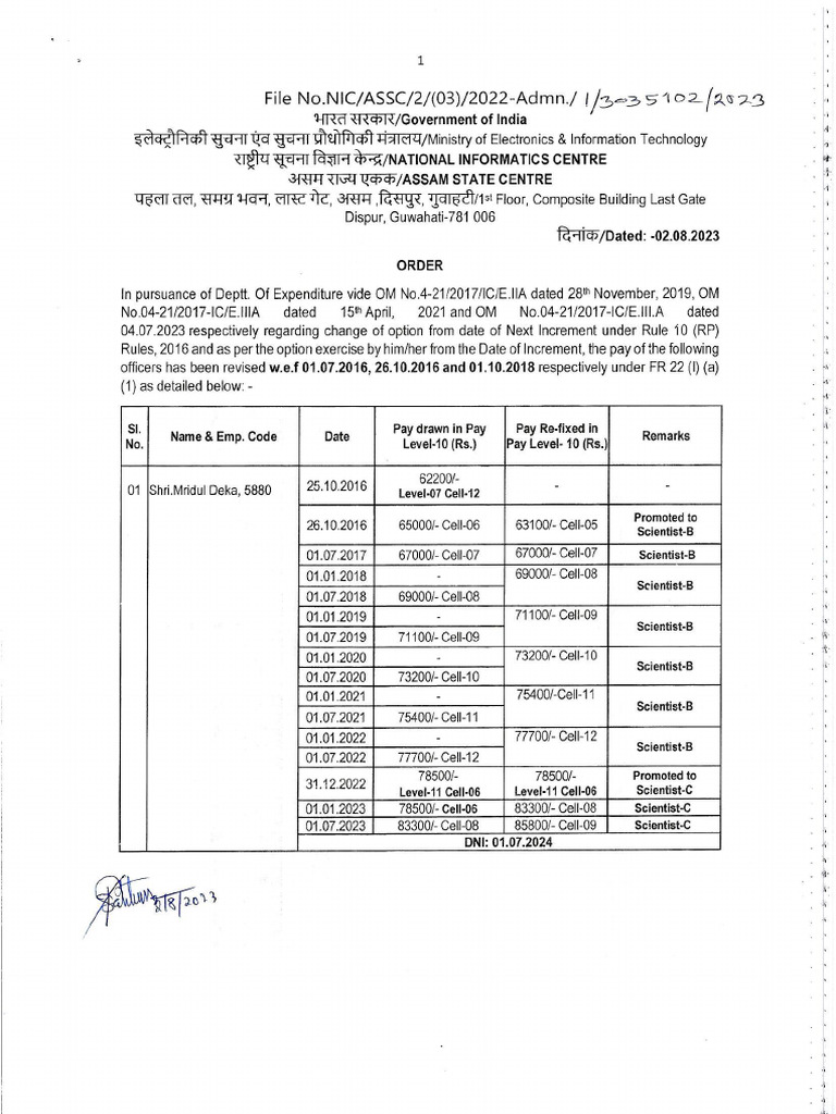 Order For Re-Fixation of Pay | PDF