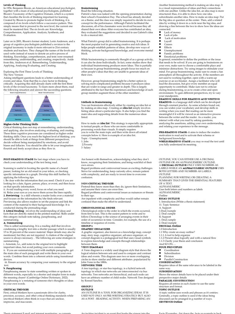 Levels of Thinking | PDF | Brainstorming | Thought