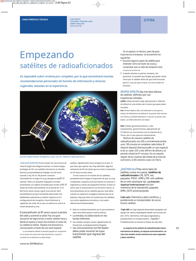 Radcom en Es | PDF | Antena (Radio) | Satélite de Comunicaciones