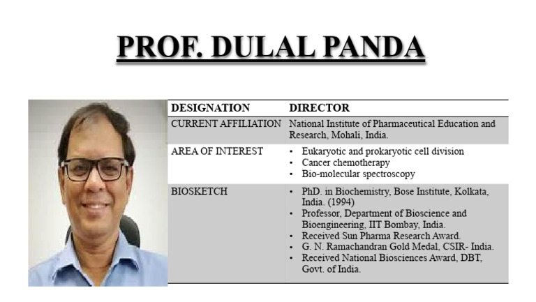 Dulal Panda Biosketch | PDF