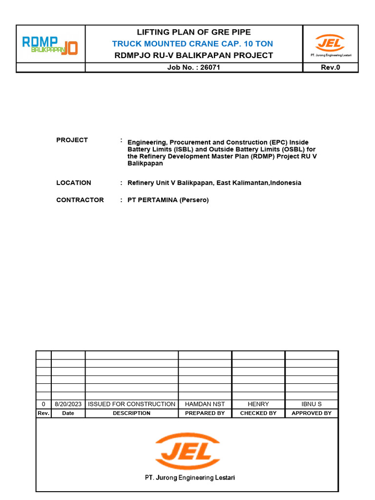 Lift Plan and Rigging Plan - 1 | PDF | Crane (Machine) | Manufactured Goods