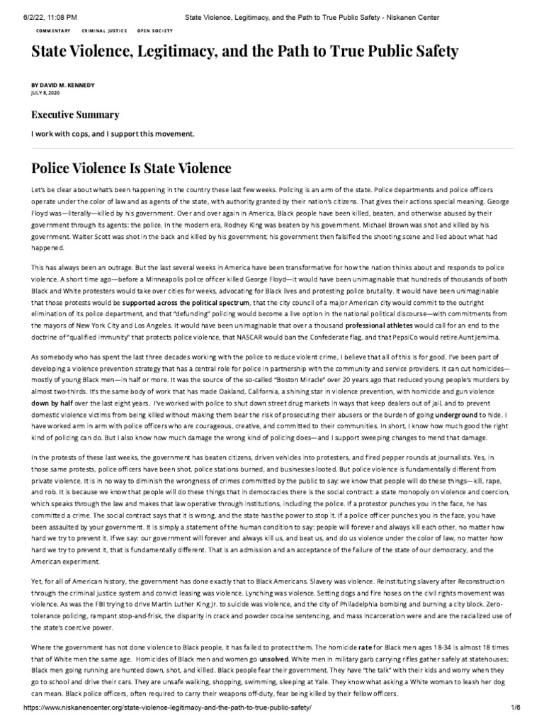 Legitimacy and Public Safety Reform | PDF | Violence | Police