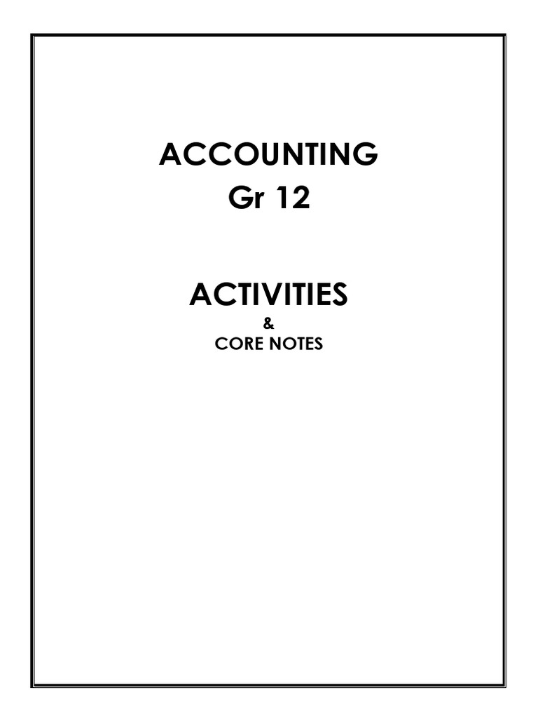 GR 12 Accounting Study Pack Activities ENG | PDF