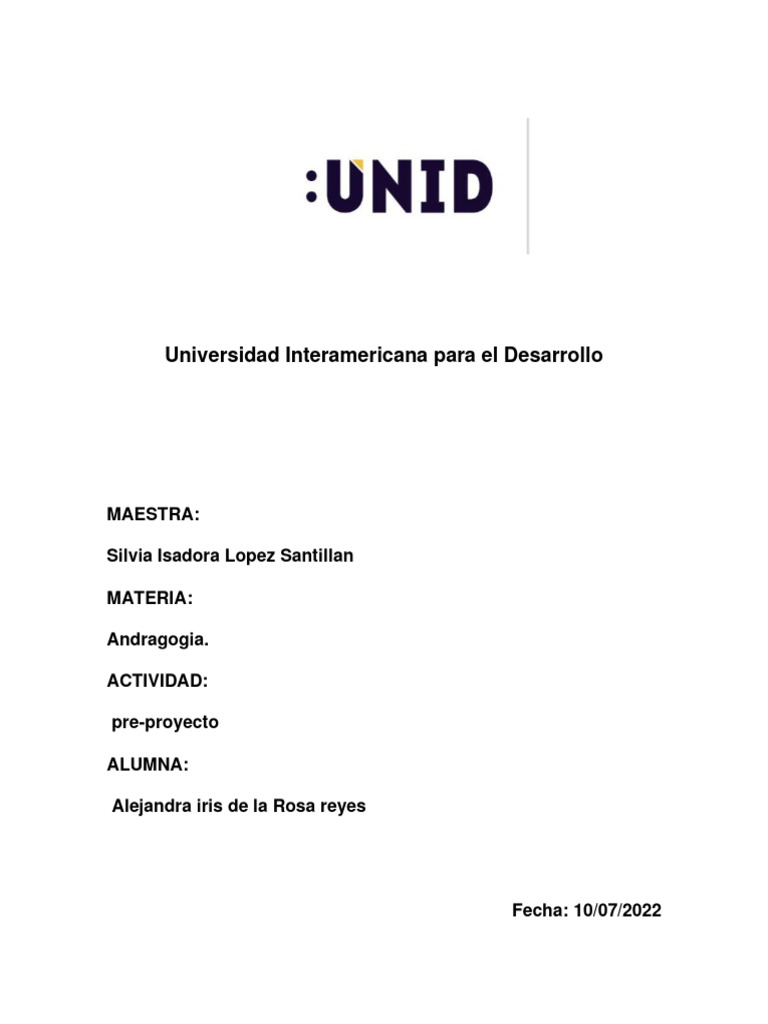 Preproyecto Andragogia | PDF