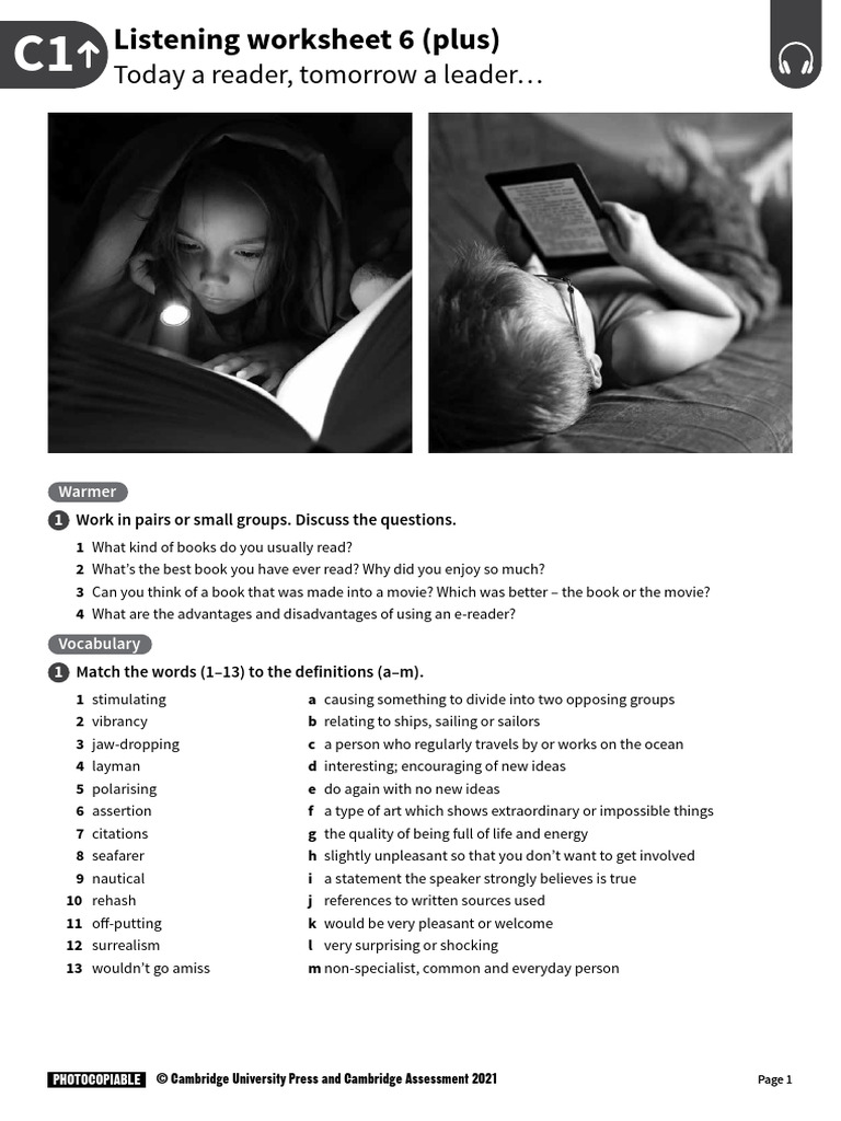 C1 Listening Worksheet 6 Activities | PDF | Vocabulary