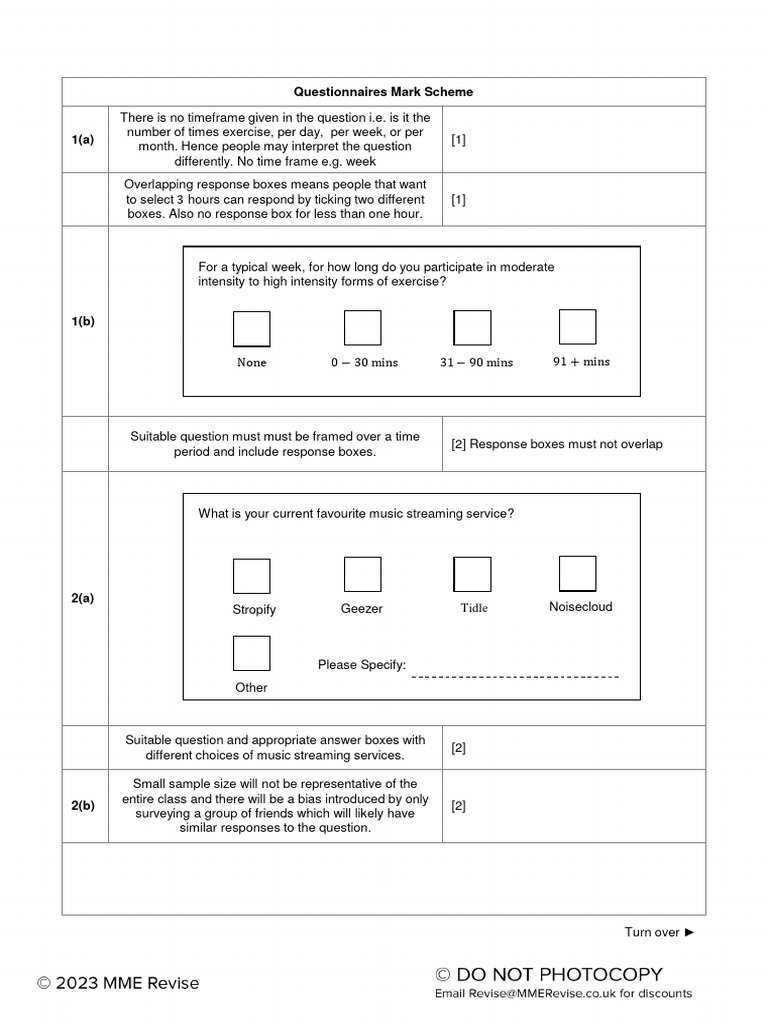 Questionnaires Answers MME | PDF | Sampling (Statistics) | Scientific Method