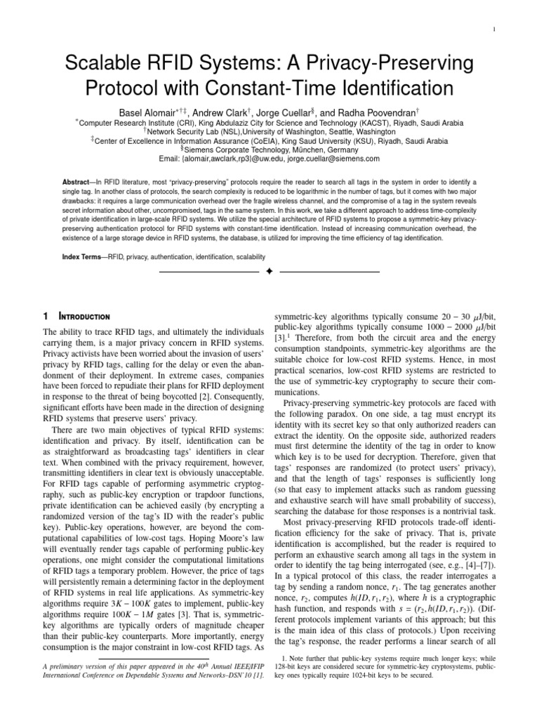 TPDS | PDF | Radio Frequency Identification | Public Key Cryptography