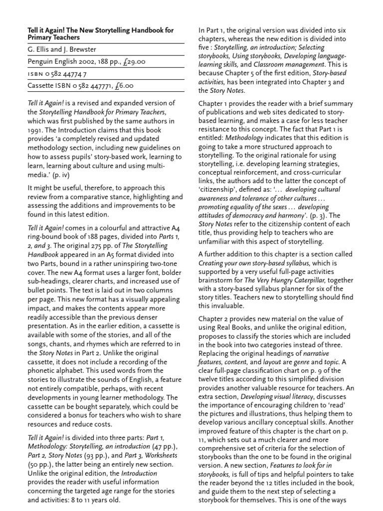 Tell It Again | PDF | Storytelling | Classroom Management