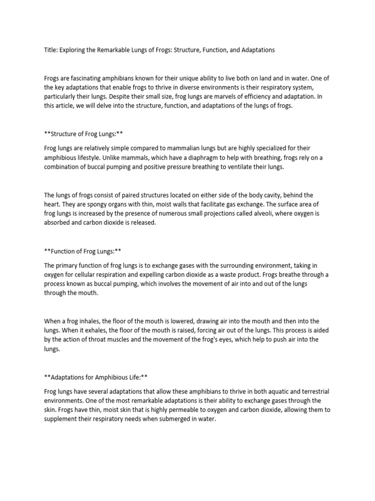 Lungs of Frogs | PDF