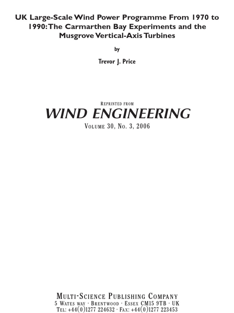 Musgrove Wind Engineering 30-3 | PDF | Wind Power | Wind Turbine