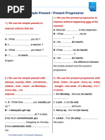 Simple Present vs Present Progressive Worksheet | PDF