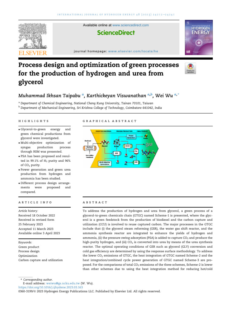 Process Design and Optimization of Green Processes For The Production ...