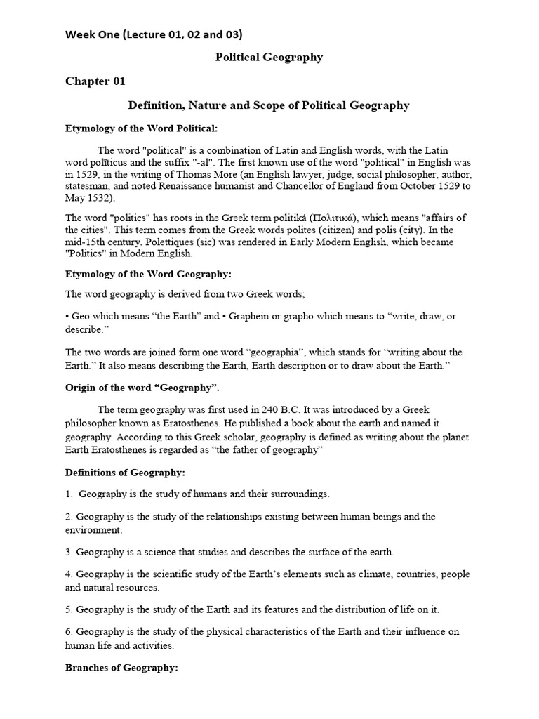Political Geography Basics | PDF | Geography | Earth Sciences