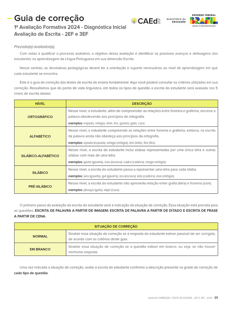 Guia Escrita 2ef 3ef | PDF | Escrita | Palavra