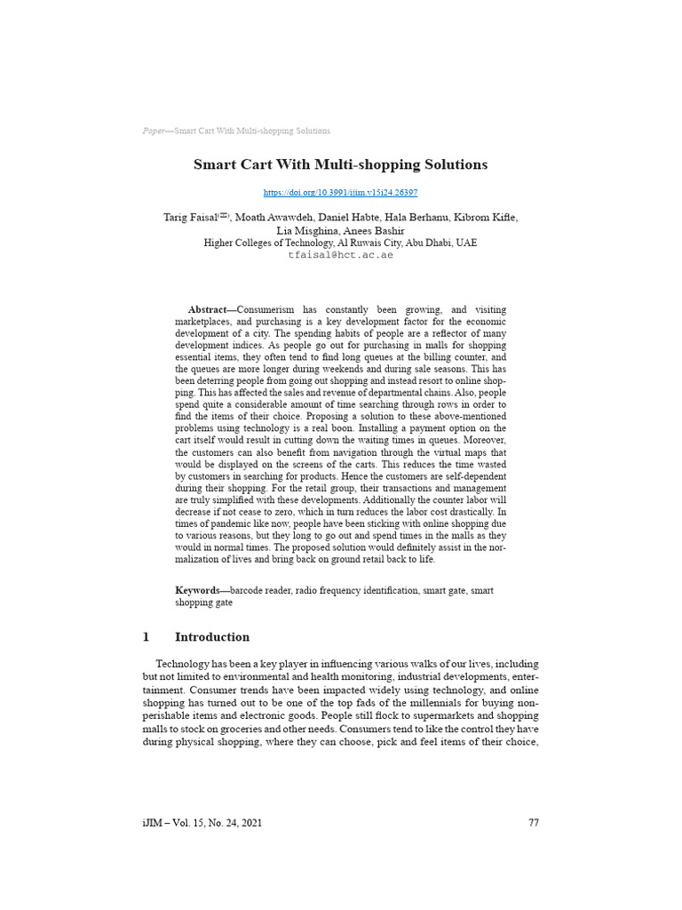 Smart Shopping Cart Innovations | PDF | Barcode | Printer (Computing)