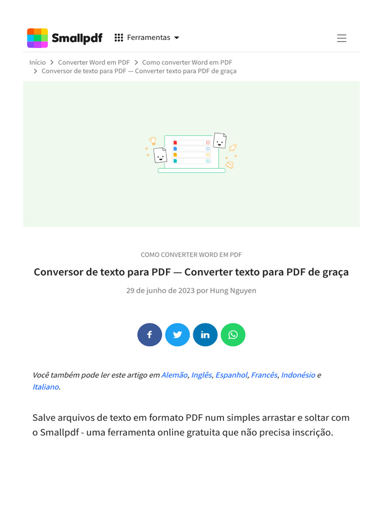 Conversor de Texto para PDF - Converter Texto para PDF de Graça ...